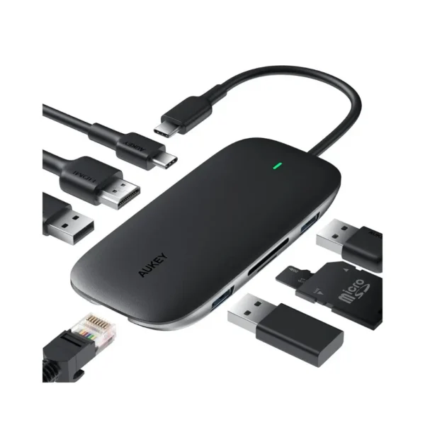 AUKEY 8 in 1 USBC Hub with Ethernet Port, 4K USB C to HDMI - Black ...